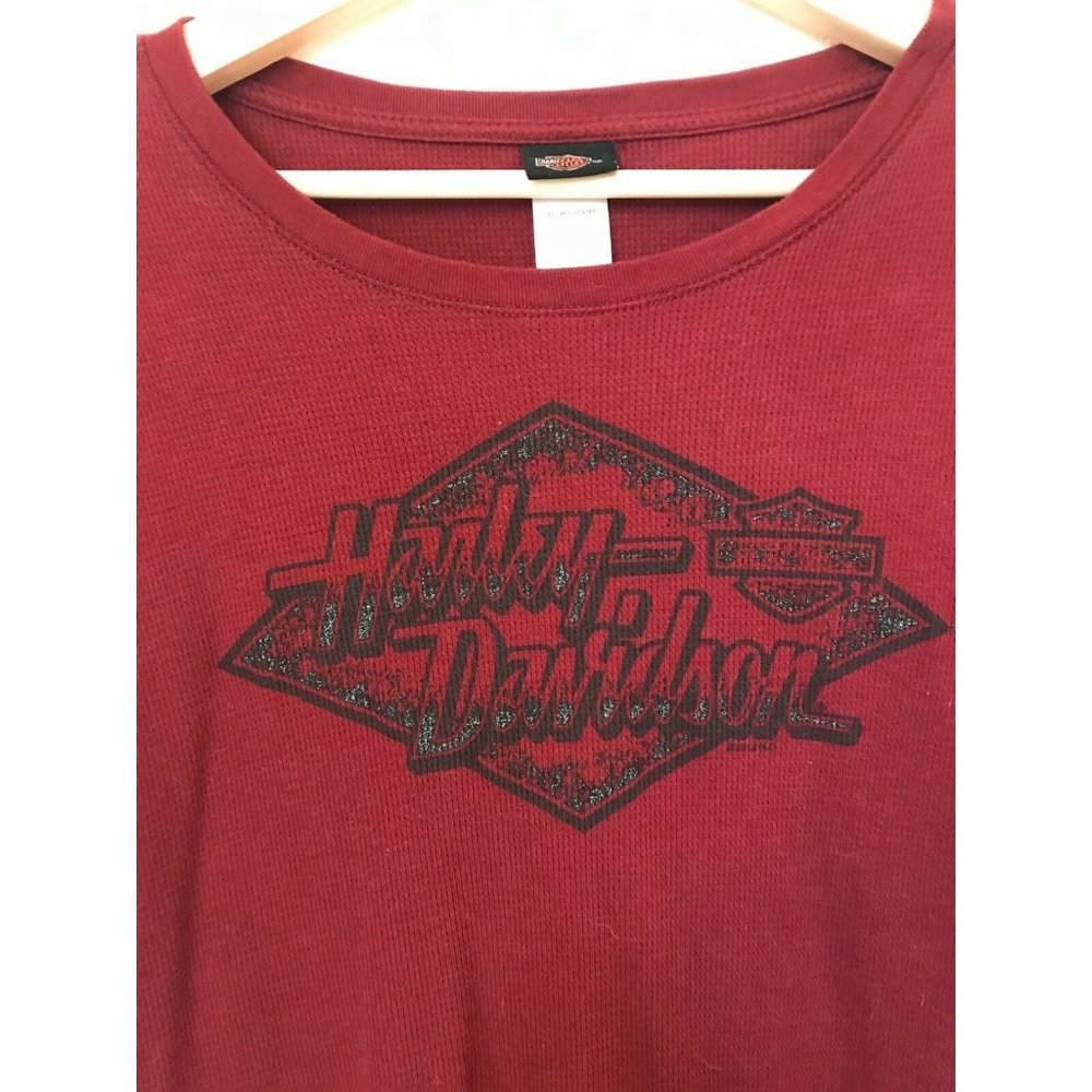 Harley Davidson Red Long Sleeve Motorcycle Shirt Wome… - Gem